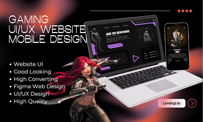 Design a gaming esports landing page website ui ux in figma, desktop, mobile by Landinglily | Fiverr