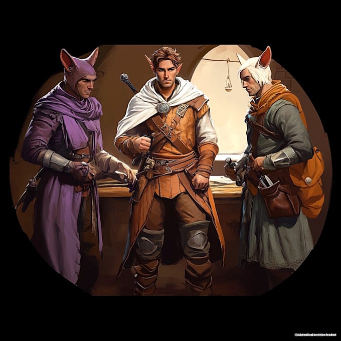Draw realistic dnd party and concept art by Horisanum | Fiverr