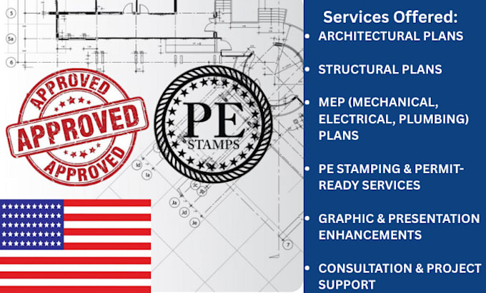 Code compliant architectural, structural, and mep plans with pe permit ...