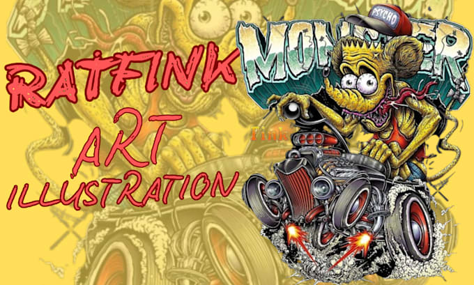 Design unique kustom kulture rat fink illustration art style for you by ...