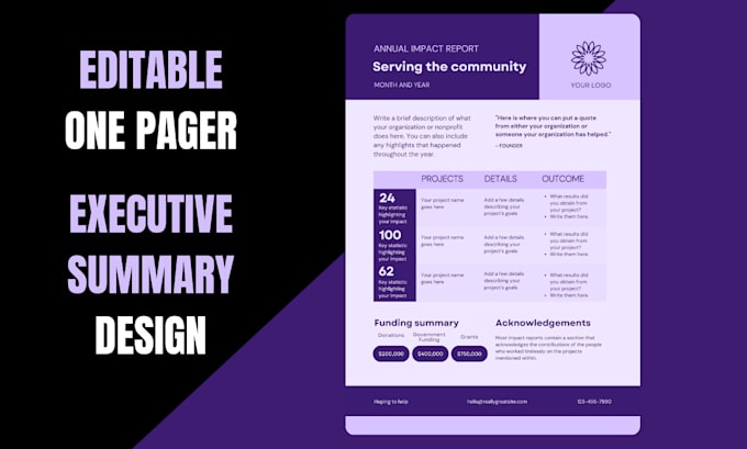Do one pager executive summary design one pager executive summary or ...
