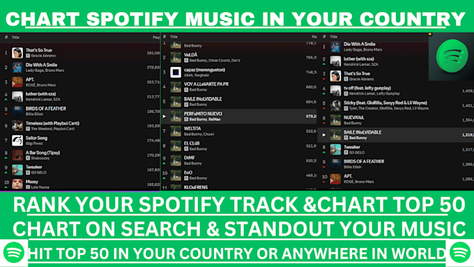 Chart your spotify song to rank on top 50 in spotify chart by ...