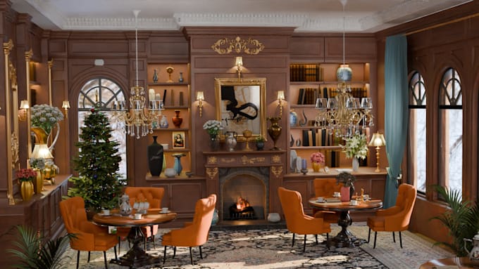 Do 3d modelling, classic interior design using maya and render using ...