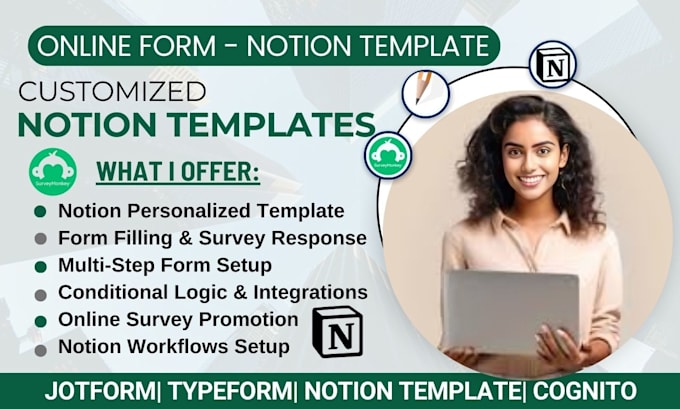 Setup jotform, fill online survey, google forms, intake form and notion ...