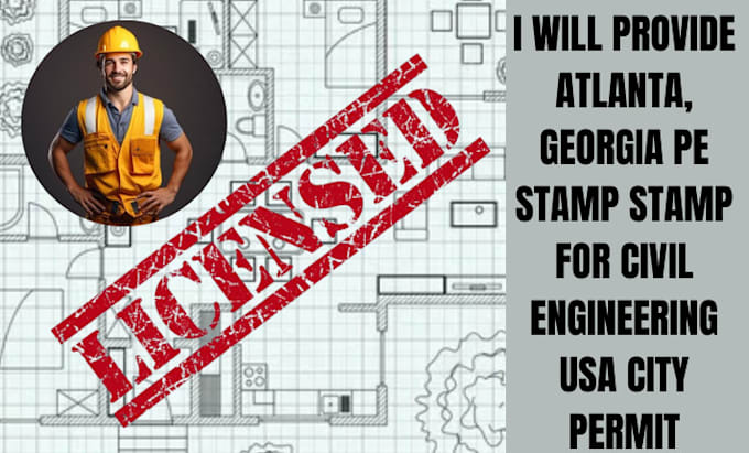 Provide atlanta, georgia pe stamp stamp for civil engineering usa city ...