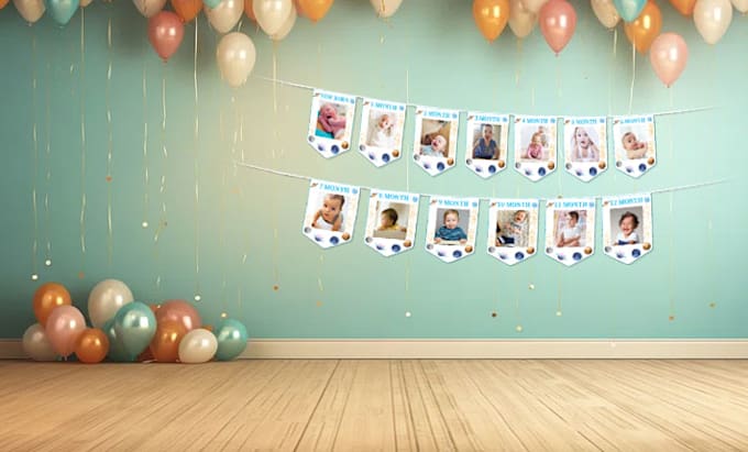 Design custom 1st birthday photo banners for boys and girls by Mt ...