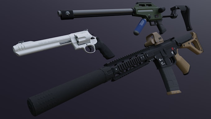 Create high and low poly realistic weapon models by Victor936 | Fiverr