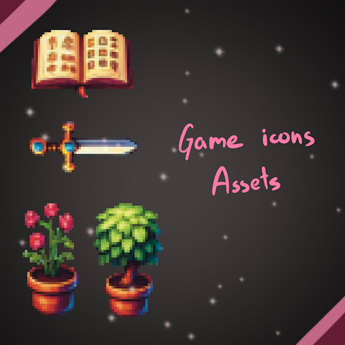 Create 2d pixel art for games, including assets, props, icons, objects ...
