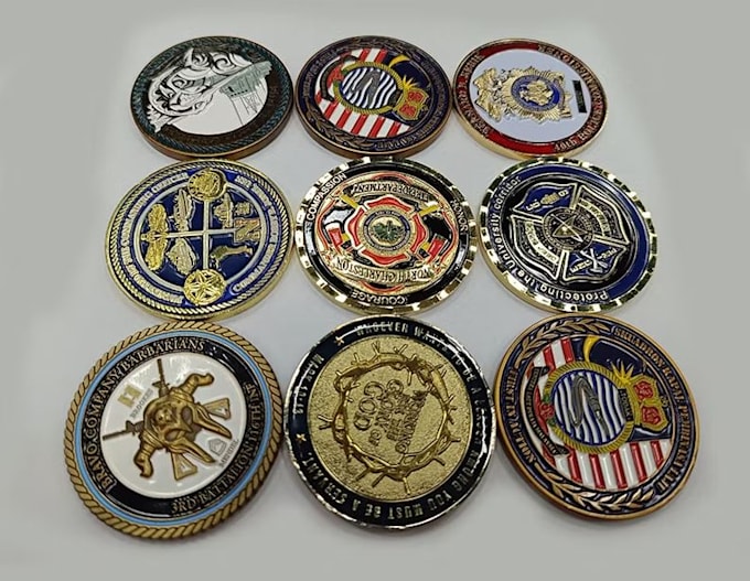 Draw challenge coin designs in retro or vintage style by Eva_payne | Fiverr