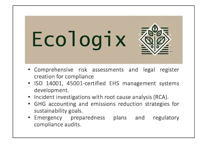 Provide expert ehs and sustainability solutions and esg advice by ...