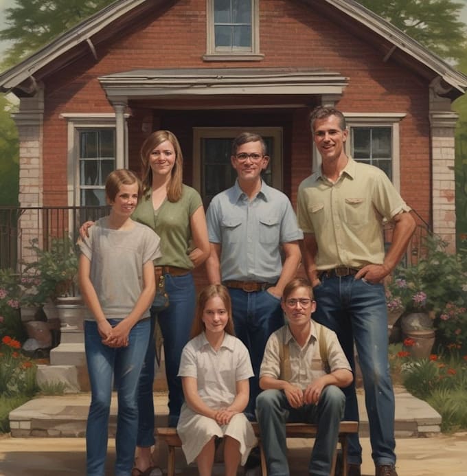 Realistic family portrait, couple or group from photo by Manysanga | Fiverr