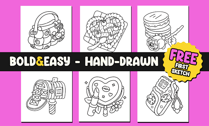 Draw cute bold and easy coloring book pages by Levinanas | Fiverr