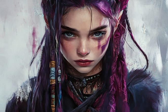 Draw detailed and realistic fantasy character illustration in digital ...
