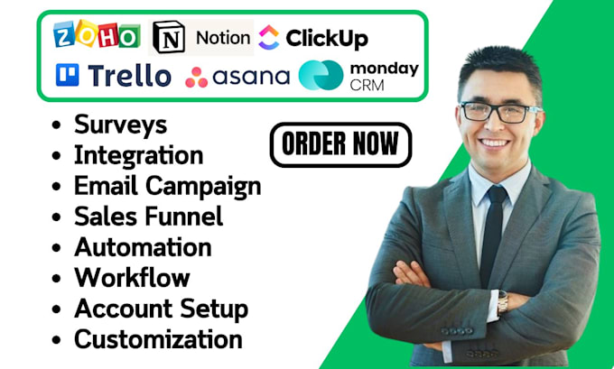 Zoho Zapier Notion Monday Crm Pipedrive Clickup Asana Trello Suitedash Agilecrm By Joe Crm Pro