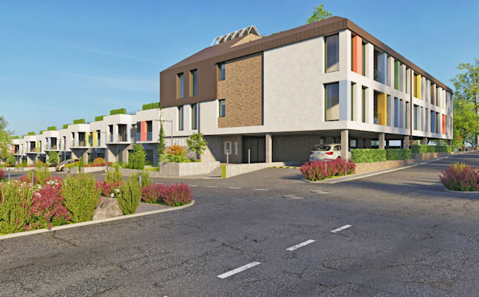 Fix sign board land villa, exterior front elevation, house rendering ...