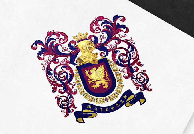 Design a regal luxury coat of arms heraldic church family crest royal ...