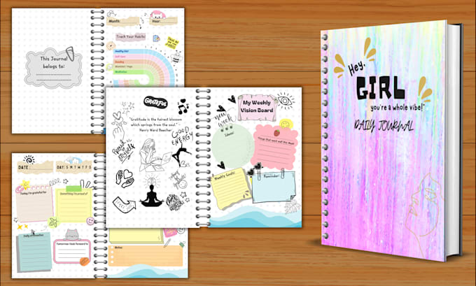 Design your printable journals and planners by Saba_rameez | Fiverr