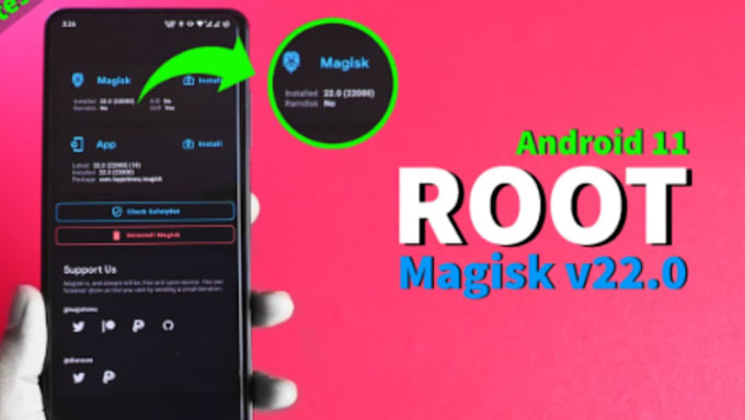 Root your android, install custom roms, firmware, tweaks with magisk ...