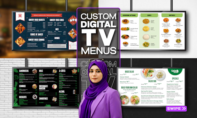 Design custom digital tv screen food menu, static or animated by ...