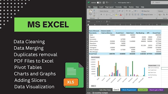 Clean data, merge, convert pdf to excel, create charts and pivot tables in excel by Arifkhan748 ...