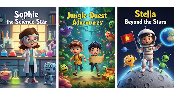 Design 3d children storybook illustration kid activity, book ...