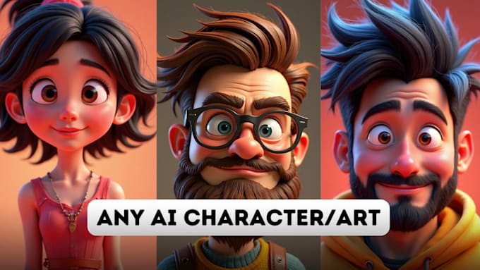 Design 3d cartoon character pixar, talking avatar, logo, animation, ai ...