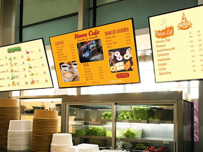 Design digital menu board static tv screen food menu for restaurant and ...