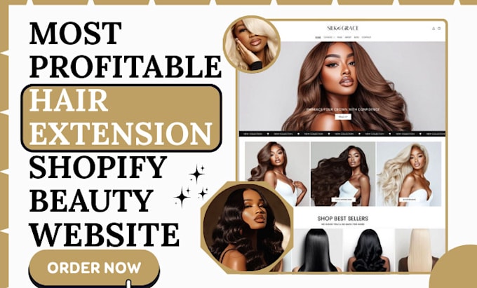 Build hair extension shopify store beauty hair website hair extension ...