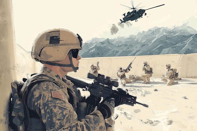 Draw military themed illustrations by Dayshidard | Fiverr
