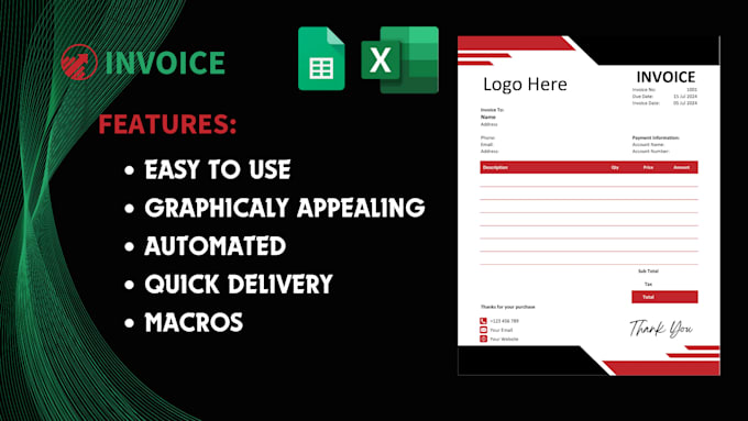 Design custom invoices in excel and sheets by Haris_ahmad_18 | Fiverr