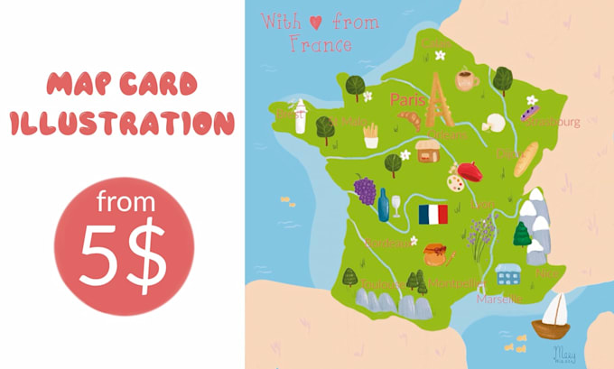 Create illustration for map, location card by Marymiapaints | Fiverr