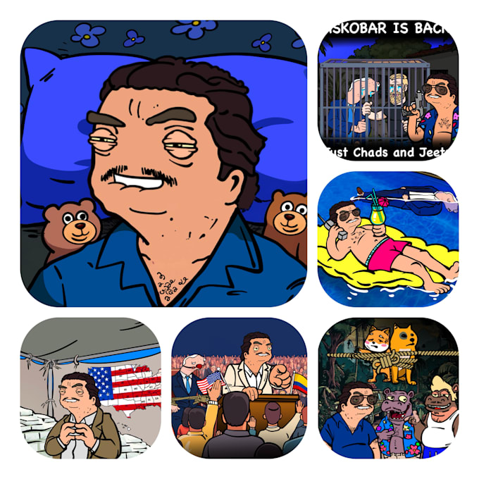 Draw cartoon illustration with background for meme coin art by ...