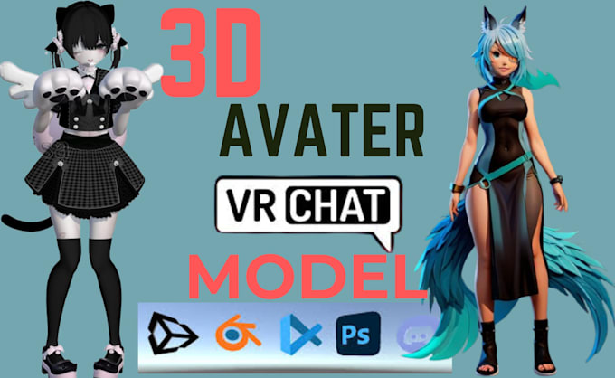 Custom vrchat avatar vrc character vr furry 3d avatar vrm model fursona vroid by Jacobphillip142 ...