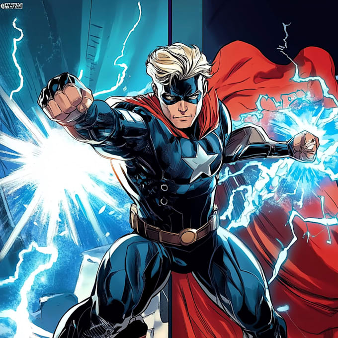 Draw custom superhero cartoon character in marvel dc style for comic ...