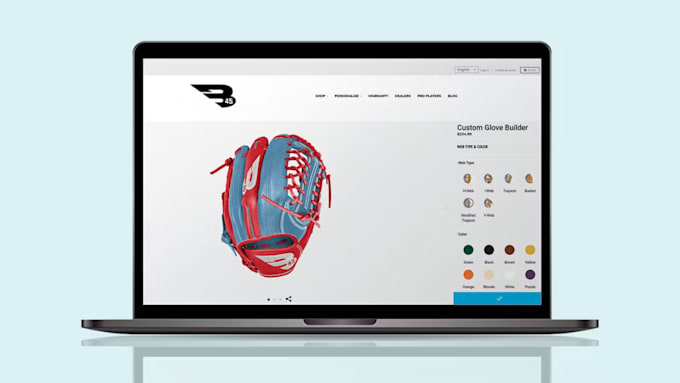 Customize and configure 2d, 3d baseball glove configurator on zakeke kickflip by Lolalarkin | Fiverr