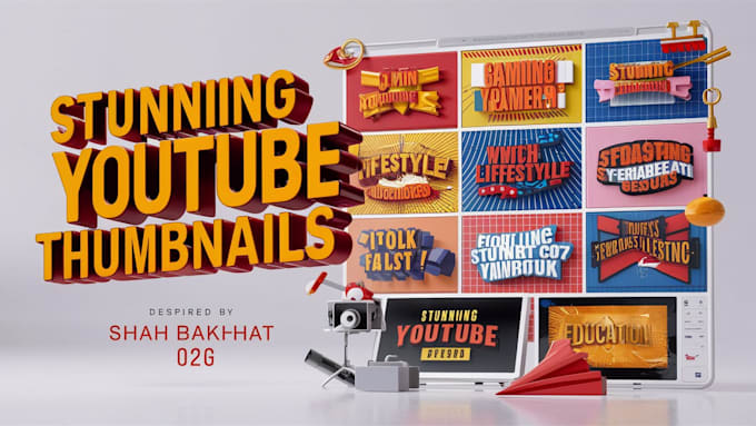 Create stunning youtube thumbnails by Bakhatdesigns | Fiverr