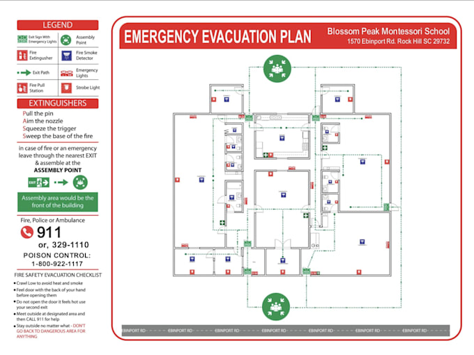 Design fire emergency evacuation plan, map, diagram by Fernando_usa ...