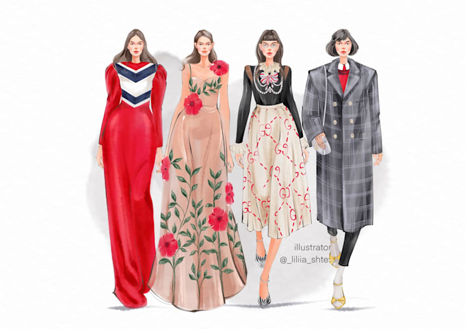 Draw an fashion illustration, editorial, sketch by Tetransooceo | Fiverr