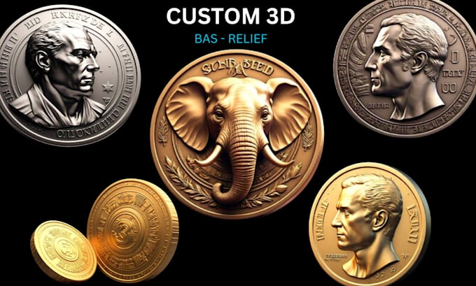 Sculpt 3d bas relief 3d coin model 3d medallion, cnc for 3d printing by ...