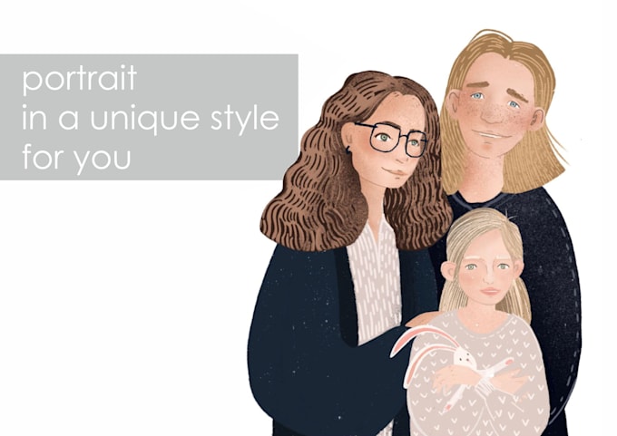 Create cute portraits in my style, avatars, family portraits by ...