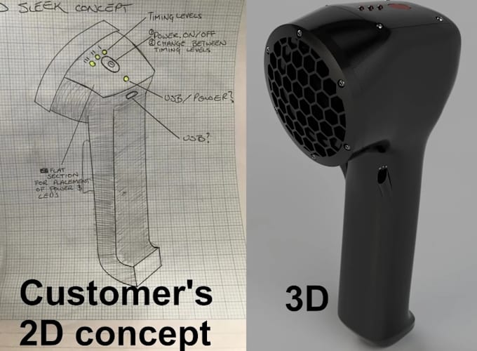 Create 3d design from 2d cad or drawing or hand sketch by ...