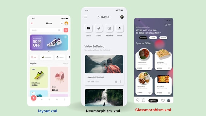 Creat glassmorphism and neumorphism xml in android studio by Sohagahammed423 | Fiverr
