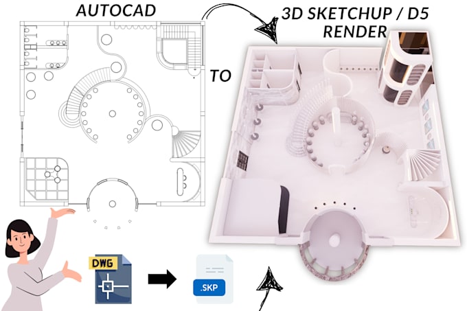 Convert autocad blueprints to 3d sketchup models by Silent_mooon | Fiverr