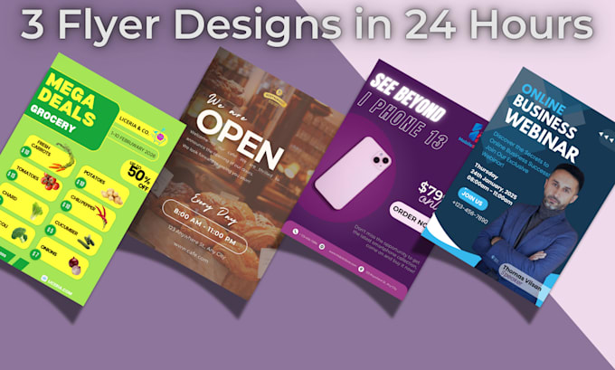 Design 3 custom flyers in 24 hours fast professional service by Wra ...
