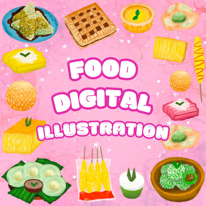Create digital food illustration by Peachycrucioart | Fiverr