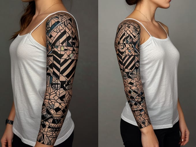 Create sleeve tattoo design in geometric style by Orlenaeves | Fiverr