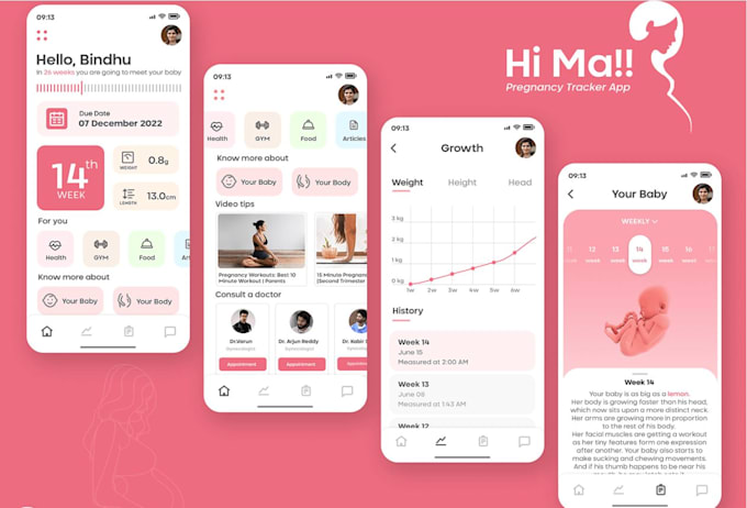 Create ai child birth tracker app, ai pregnancy test app, ai period ...