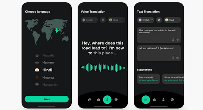 Build ai language translator app, ai voice translator app, ai text to speech app by Esme_studio ...