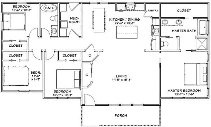 Convert pdf image sketch in autocad rivet 2d floor plan section ...