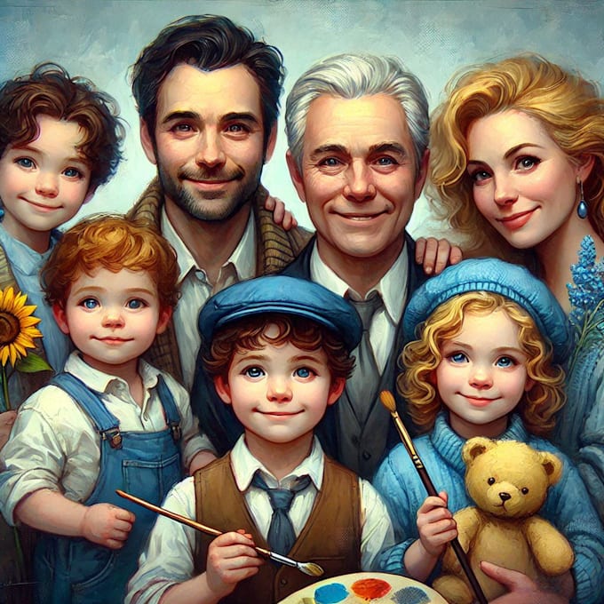Draw disney family portrait illustration by Feliwours | Fiverr